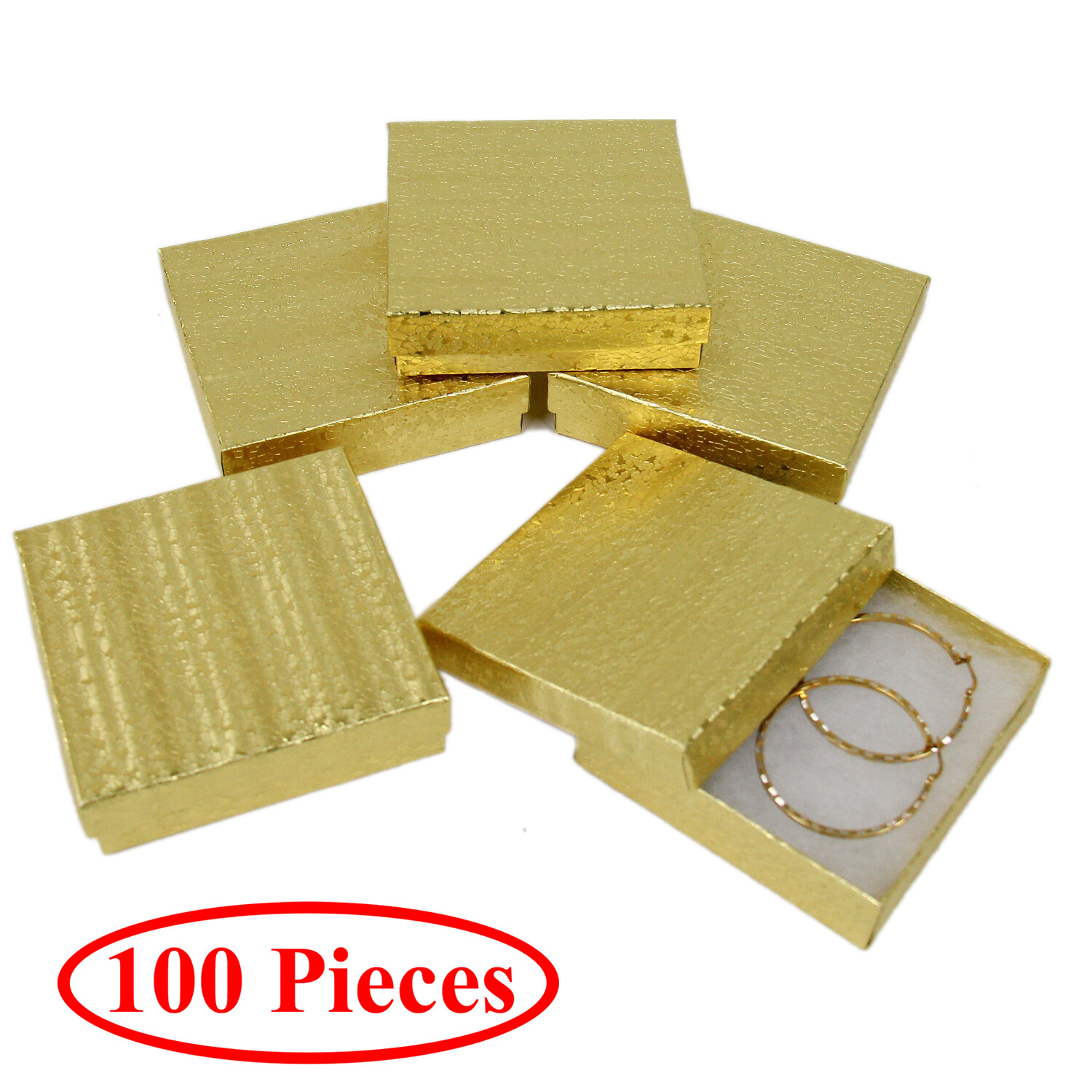 Cotton Filled Gift Box Fancy Gold Foil Jewelry Boxes Cardboard Display ...