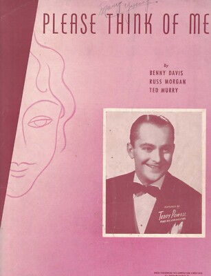 PLEASE THINK OF ME Piano Sheet Music, Lyrics & Guitar Chords 1942 | eBay