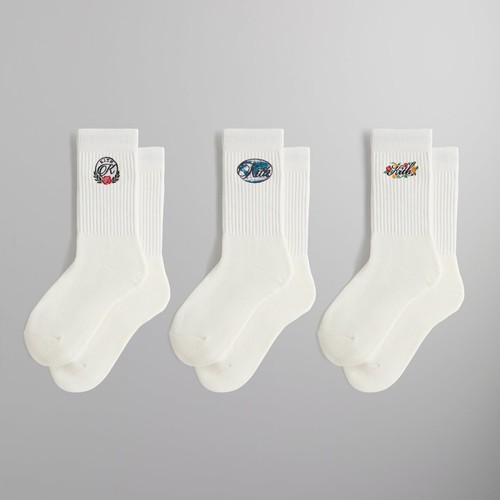 Kith 3-Pack Kith Mid Crew Socks in Silk Embroidered Logo One Size ...