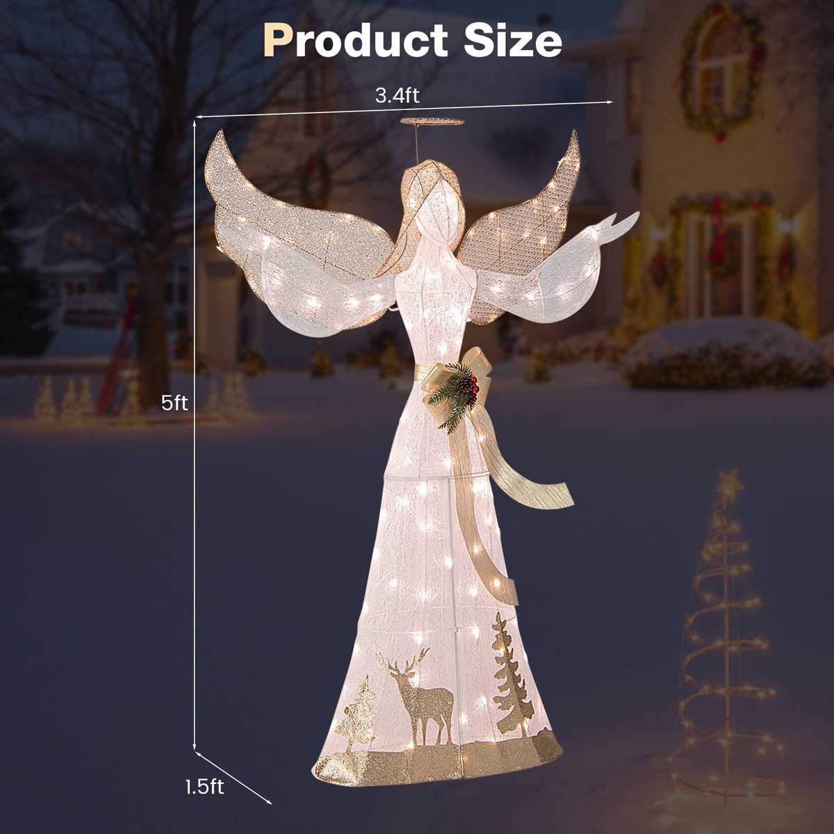 Outdoor Lighted Angel Decoration Extra Large Light Up Angel Outdoor
