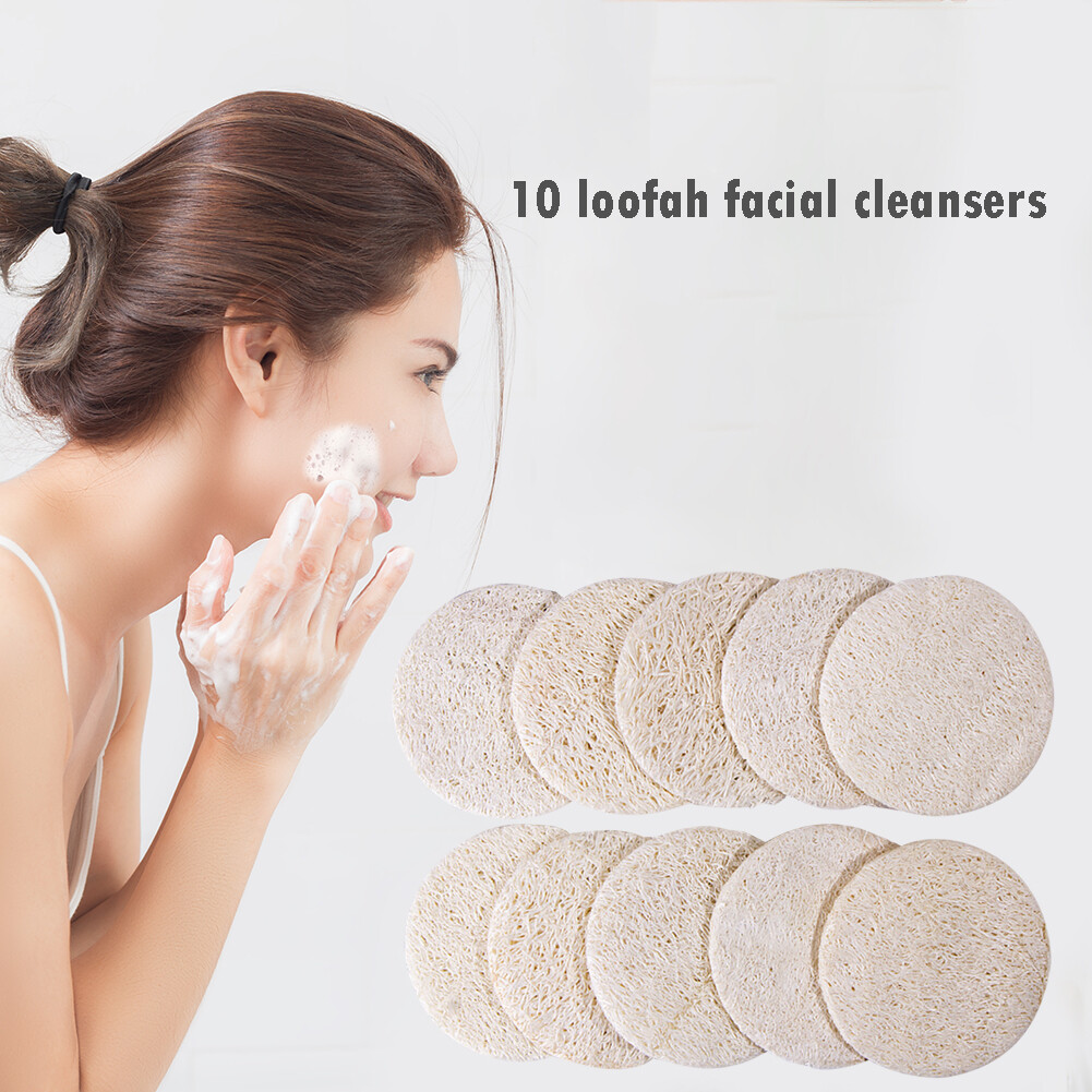 10pcs Face Washing Pads Natural Loofah Bath Exfoliator Skin Cleaning ...