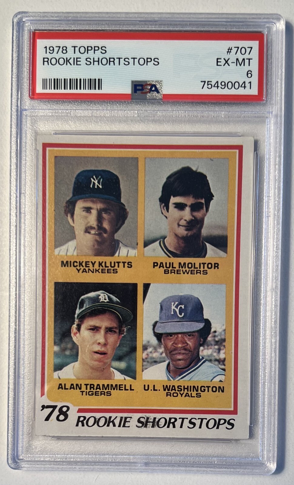 1978 Topps Rookie Shortstops #707 Paul Molitor Alan Trammell HOF PSA 6 ...