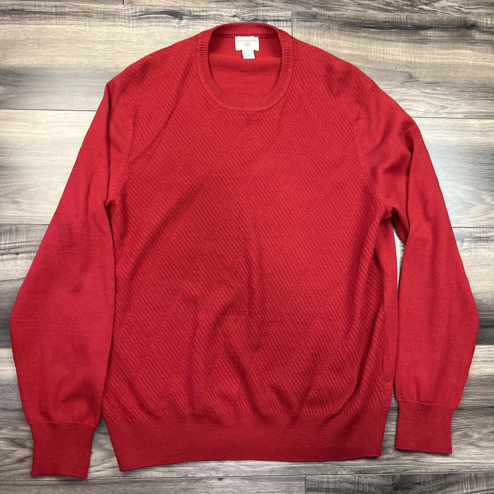 DOCKERS Sweater Mens Large Red Pullover Crewneck Long Sleeve | eBay