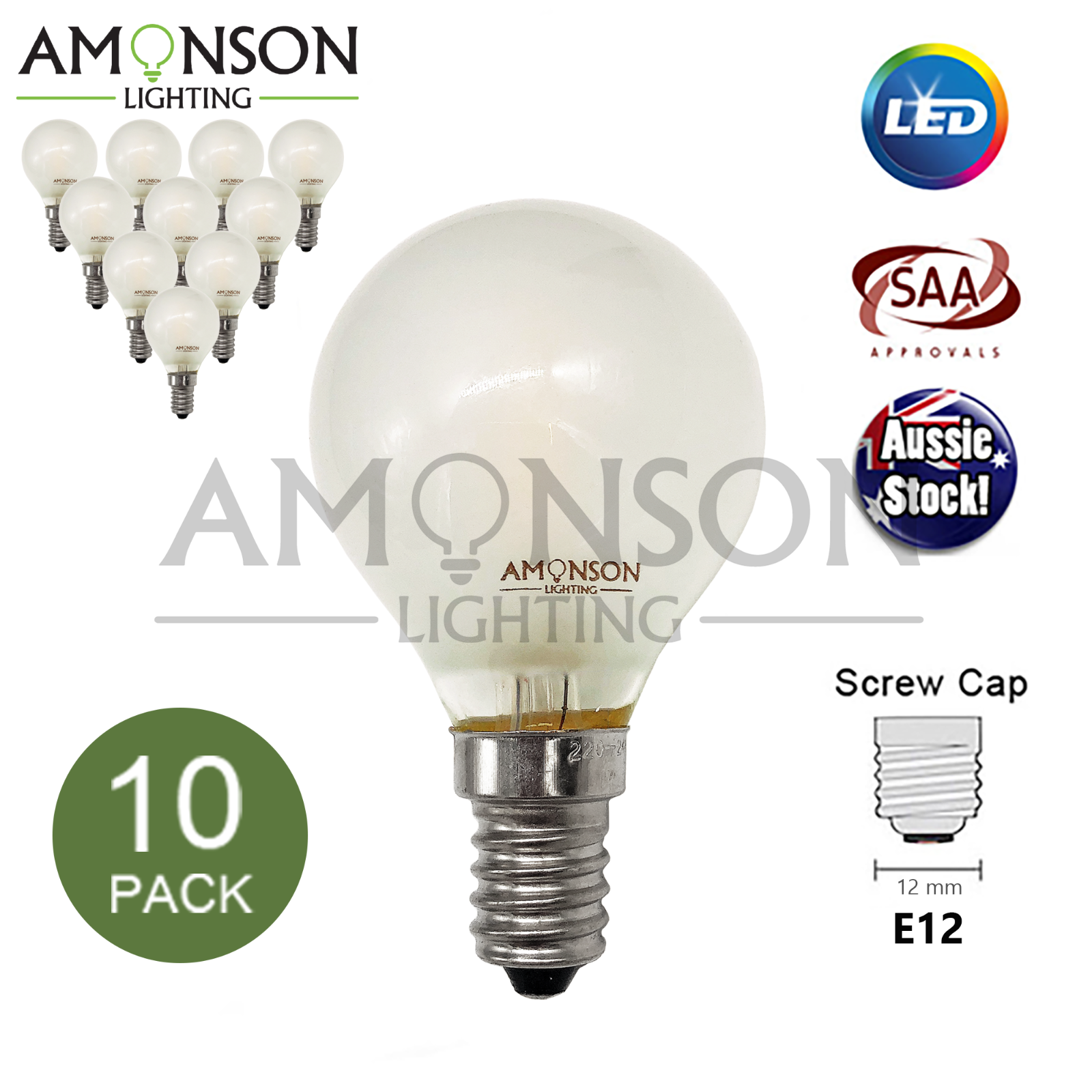 Amonson Lighting NEW 4W LED Filament Bulb E12 240V Milky G45 3000K - 10 ...