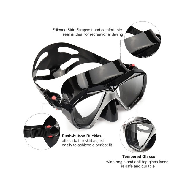 Exp Vision Snorkel Diving Mask Panoramic HD Scuba Swim F Black for sale ...