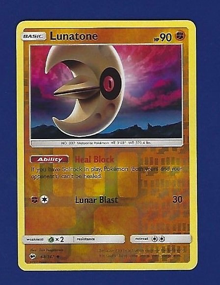 POKEMON LUNATONE REVERSE HOLOGRAM CARD MINT FREE SHIPPING | eBay