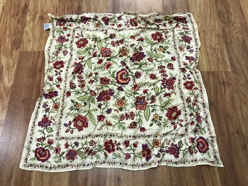 WOMENS 21" x 21" - Vtg Talbots Ivory Red Floral Square Silk Scarf | eBay