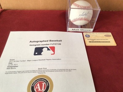 Matt Moore Tampa Bay Autographed Rawlings MLB Baseball w/ Steiner COA ...