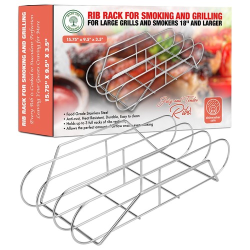 Rib Rack for Smoking and Grilling, Extra Long Stainless Steel | eBay