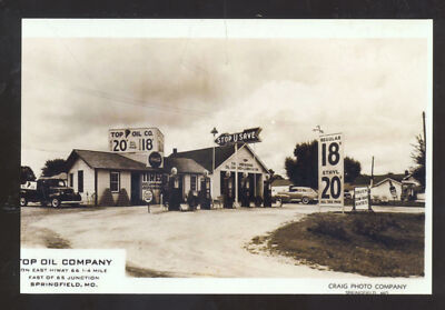 REAL PHOTO SPRINGFIELD MISSOURI TOP OIL CO GAS STATION ROUTE 66 ...