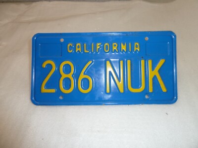 Vintage 1970’s,80s California Blue License Plate # 286 nuk Single | eBay