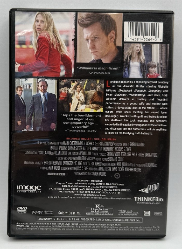 Incendiary DVD Widescreen Michelle Williams Ewan McGregor Matthew ...
