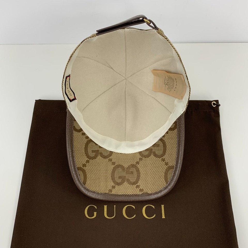 Gucci GG Monogram Jumbo Jacquard Canvas Baseball Cap Hat Beige Size M ...
