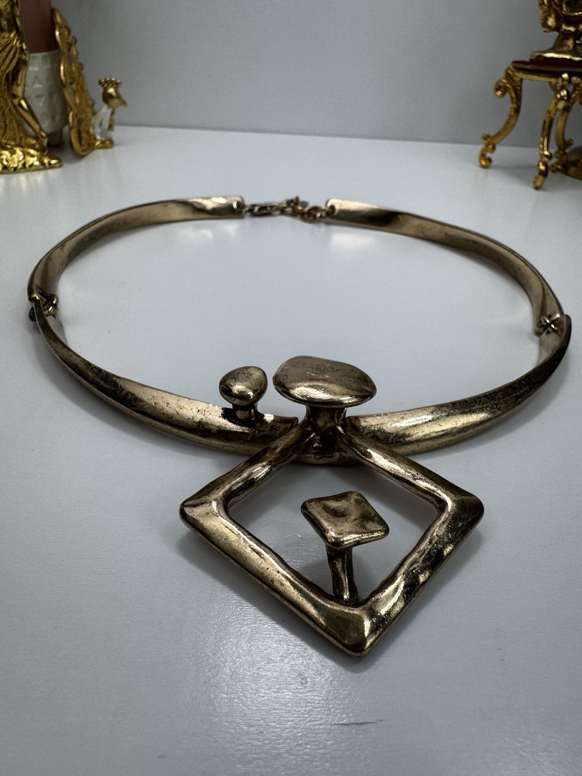 Zara x Kate Moss Gold Rigid Geometric Statement Necklace NWOT Limited ...