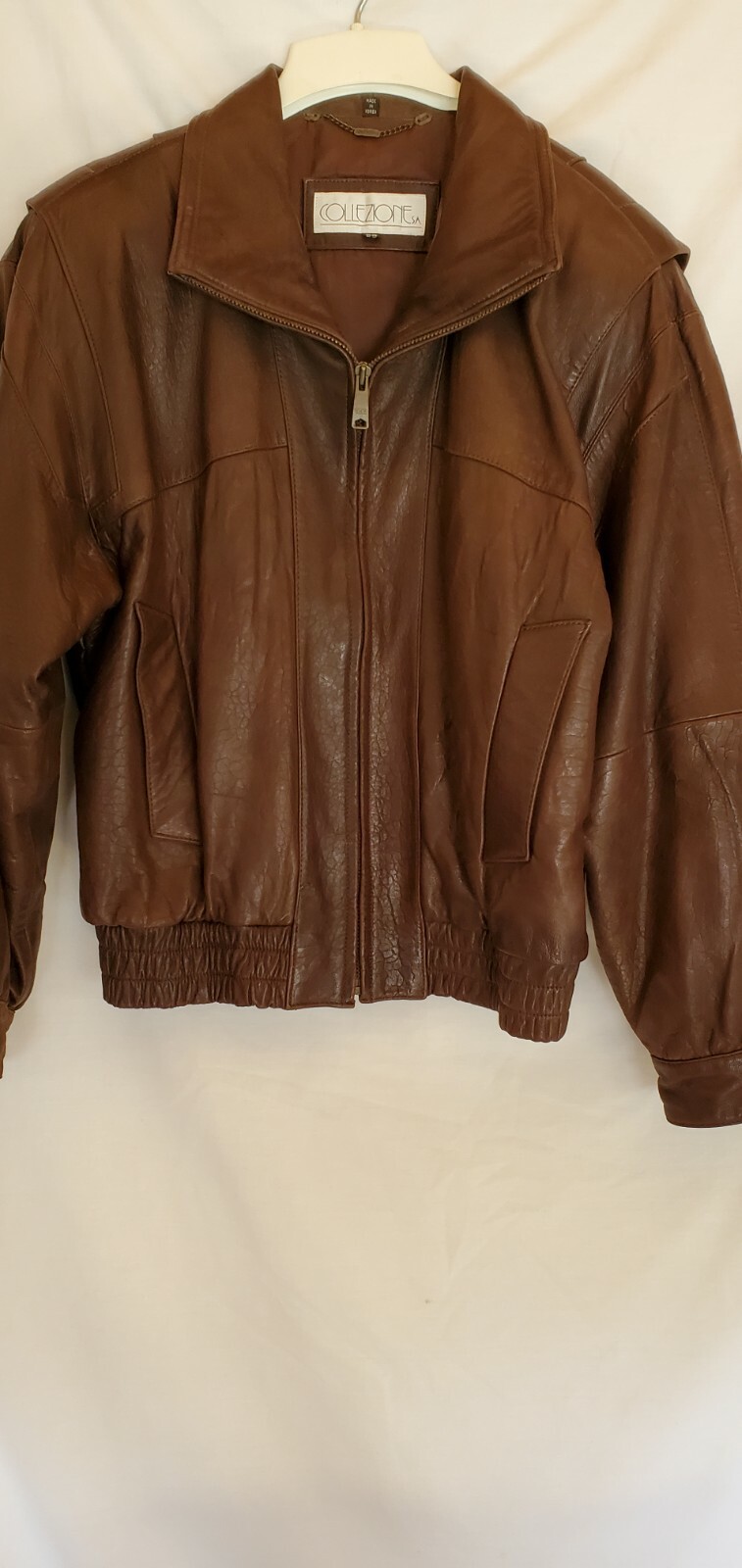 Classic Mens Brown Bomber Leather Jacket Lined by Col… - Gem