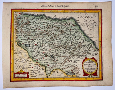 ANCONA ITALY 1614 MERCATOR HONDIUS ATLAS MINOR NICE ANTIQUE MAP 17TH ...