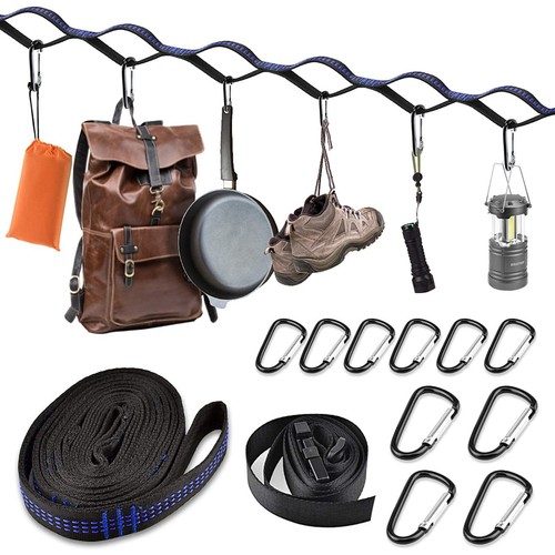 Campsite Storage Strap Tent Rope Outdoor Travel Hanger with Carabiner ...