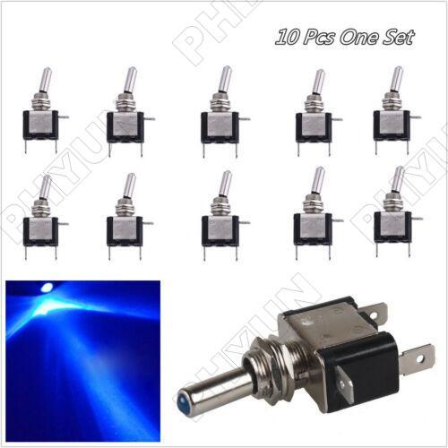 Universal 10 PCS DC 12V 20A Auto Truck Blue LED Light Rocker Toggle ...