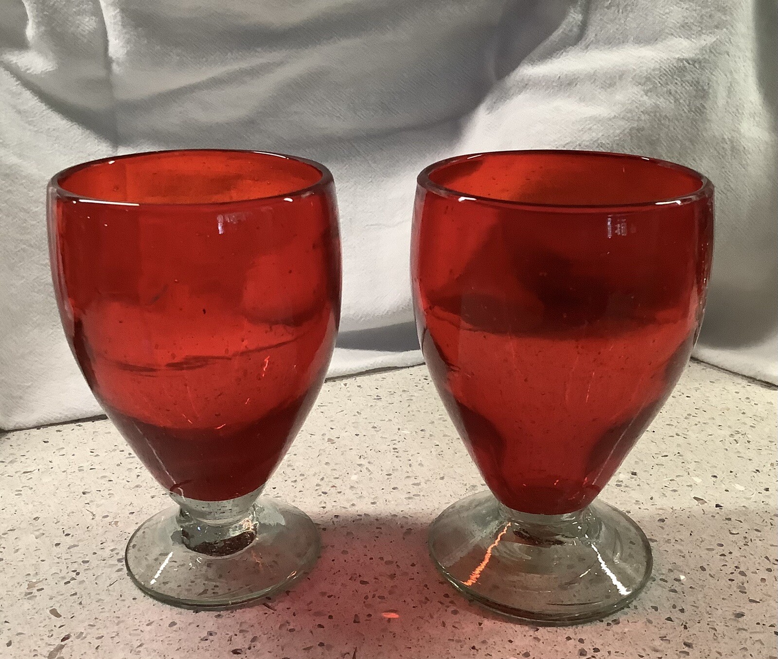 Set of 2 Handmade Red Drinking Glasses, Heavy | eBay