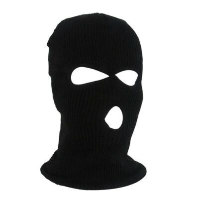 3 Holes Black Balaclava Windproof Mask SAS Style Neck Warmer Ski Hat ...