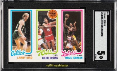 1980-81 TOPPS Larry Bird / Magic Johnson rookie card SGC 5 EX Julius ...