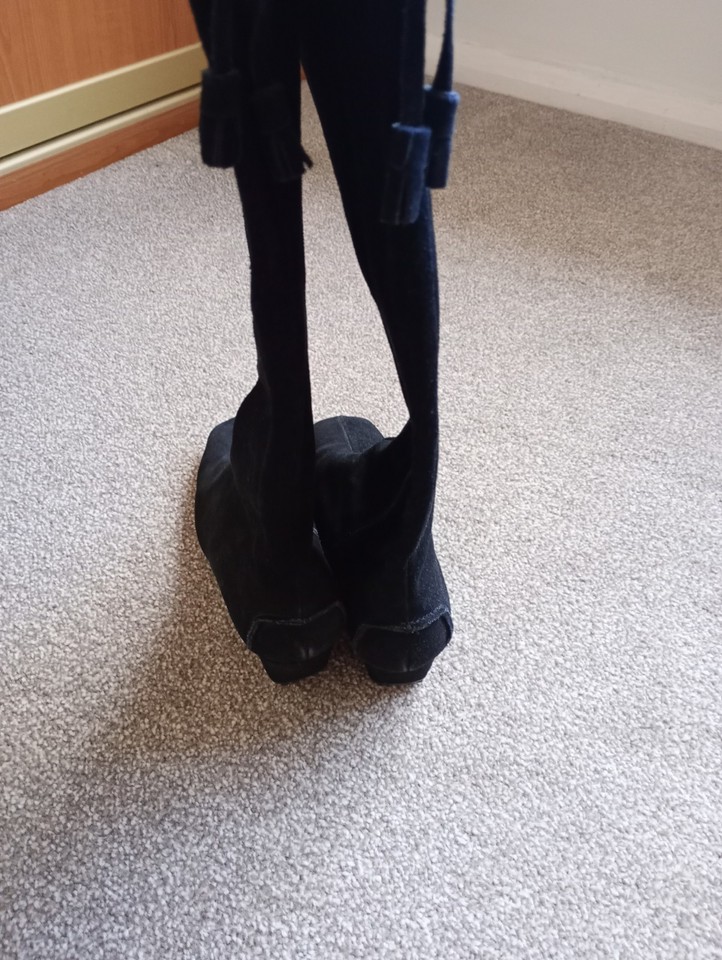 Ladies Black Suede Boots Jones The Bootmaker size 6 39 Knee High | eBay UK