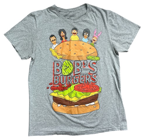 Bobs Burgers Heather Gray Unisex Graphic Tee Crew Shirt Size M | eBay