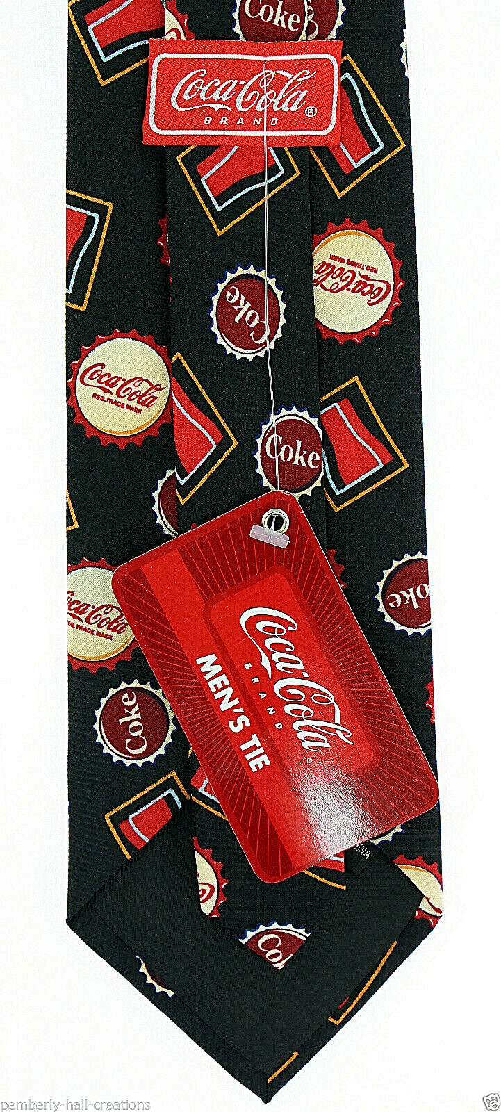 Coca Cola Bottle Cap Mens Necktie Coke Brand Soda Collectible Black ...