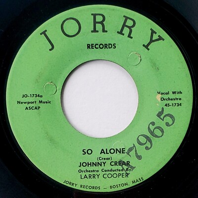 Johnny Crear 45 So Alone - Unknown 50's Boston Jazz Pop Vocal | eBay