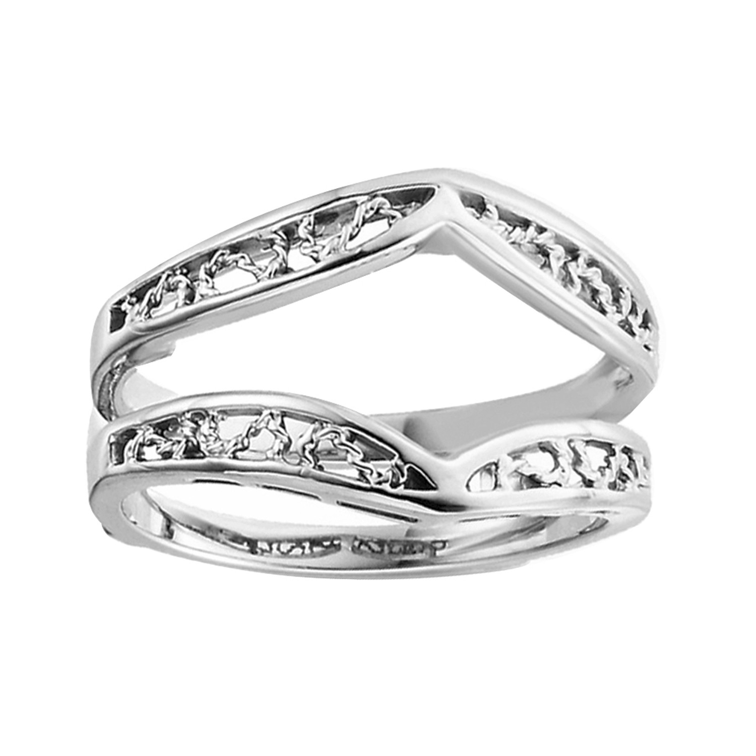 14K White Gold Plated Silver Engagement Wedding Guard Insert Enhancer ...