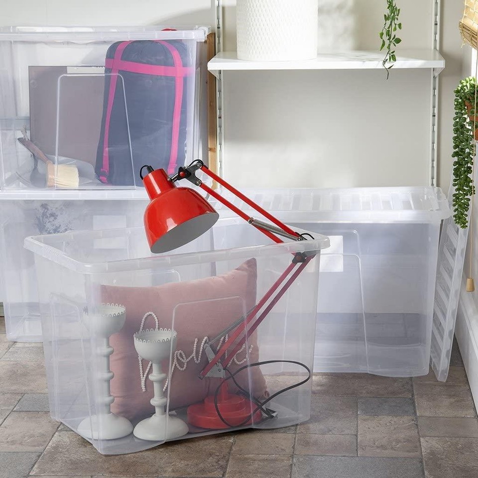 Storage Box Wham 80 Litre , Versatile Clear Home Storage, Clear (5 Pack ...