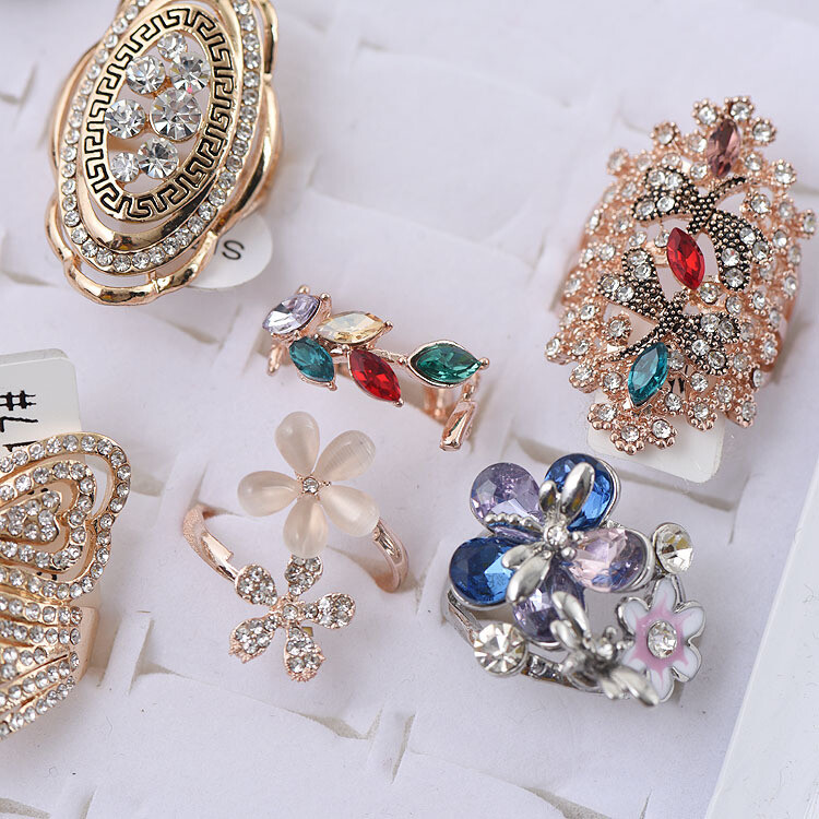 Wholesale 5-100pcs Rings Mixed Rings Bulk Finger Gemstones Crystal ...
