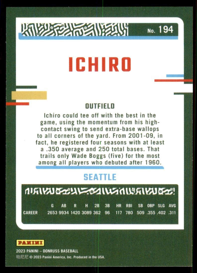 2023 Panini Donruss - #194 Ichiro Suzuki for sale online | eBay