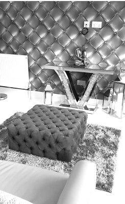 Chesterfield Deep Button Footstool In Naples Charcoal!! | eBay UK