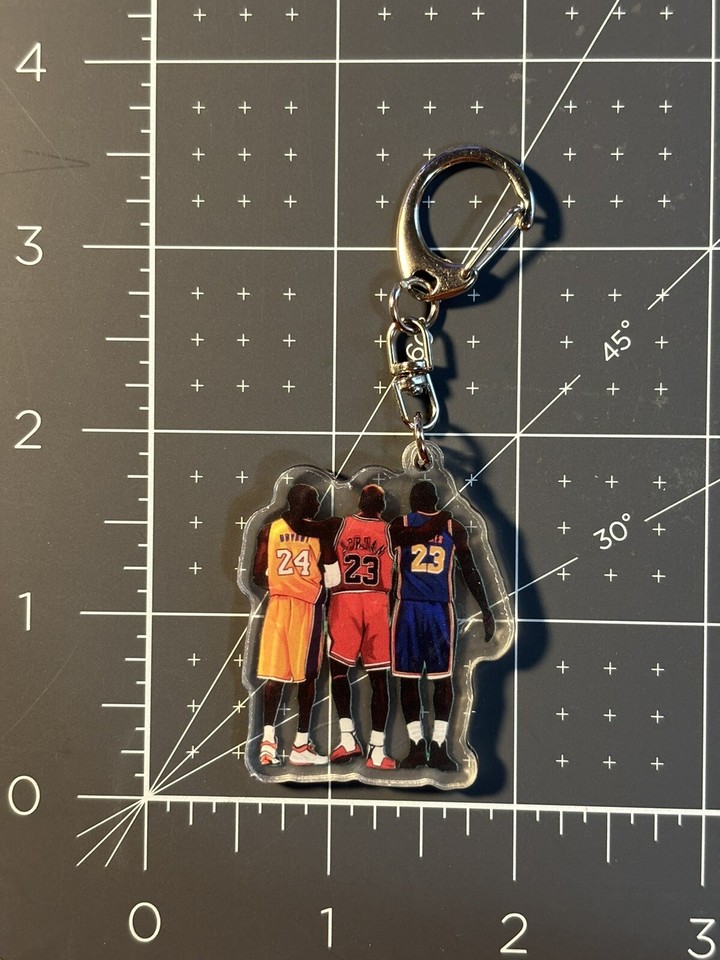 GOAT Big 3 Acrylic Keychain Basketball Kobe Jordan Lebron NBA Legends ...