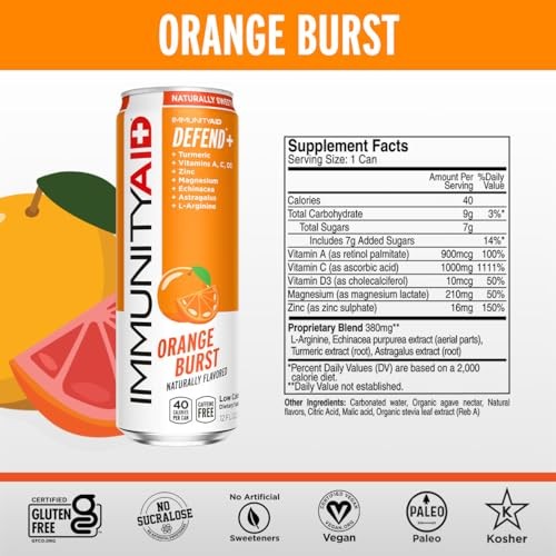 Immunityaid Orange Boost Drink 24 Pack 1000Mg Vitamin C Immune Support ...
