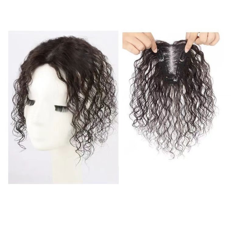 3.5"x4"Thin Swiss 100% human hair wavy hair topper With/No Fringe for ...