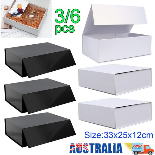 Large Magnetic Closure Lid Hard Gift Box Wrapping Hamper Present ...