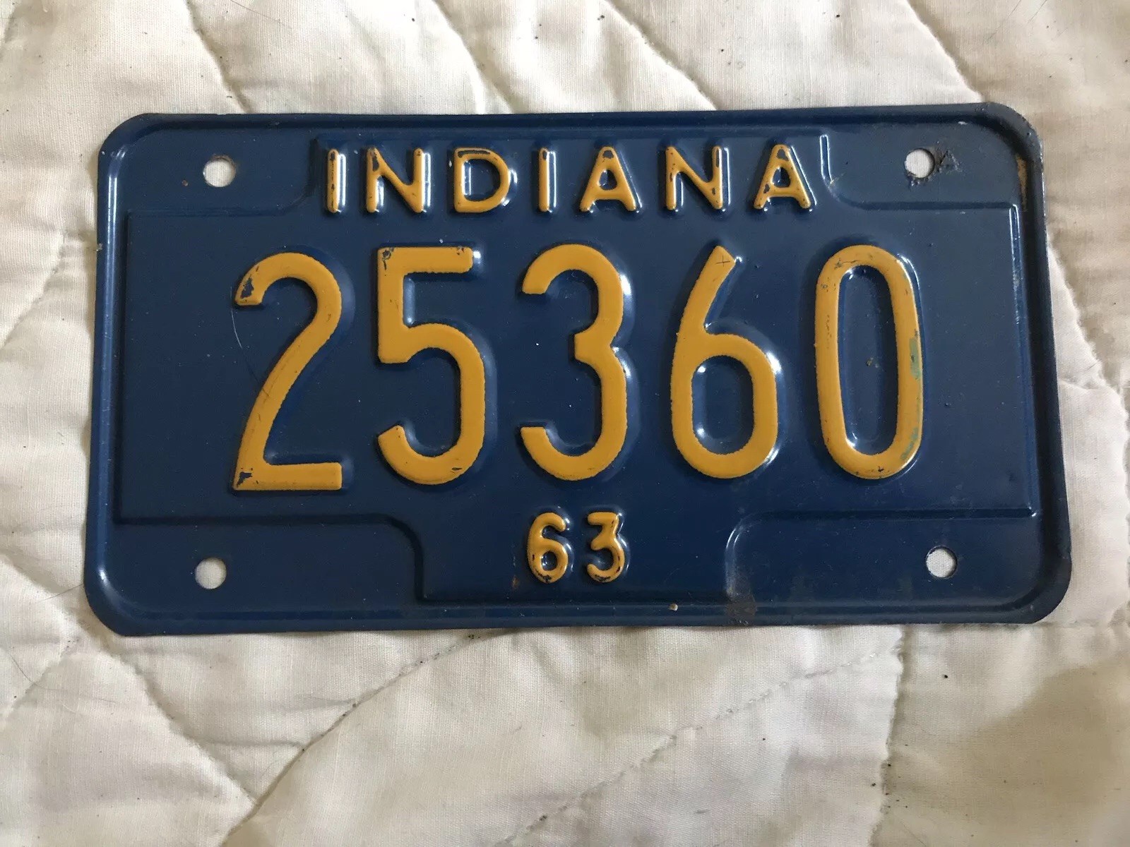 1963 Indiana Motorcycle License Plate 25360 | eBay