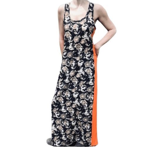 CUBIT Camo & Orange Racer Back Maxi Dress — SZ S (see measurements Runs ...