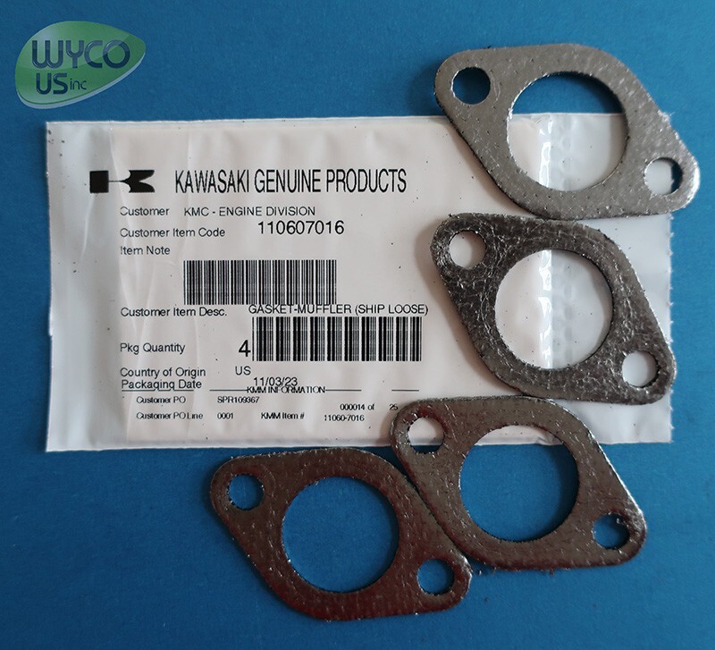4 OEM MUFFLER GASKETS, KAWASAKI FS481V, FS541V, FS600V, FS651V ...
