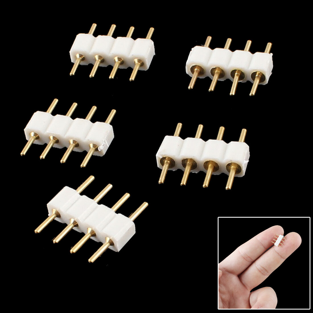 5Pcs White Male to Male M/M LED Strip Connector 4P RGB Connectors | eBay