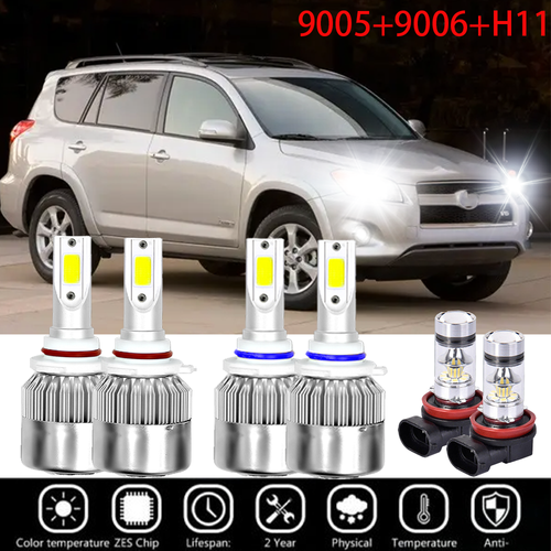 For Toyota RAV4 2006-2009 2010 2011 2012 LED Headlight High/Low/Fog ...