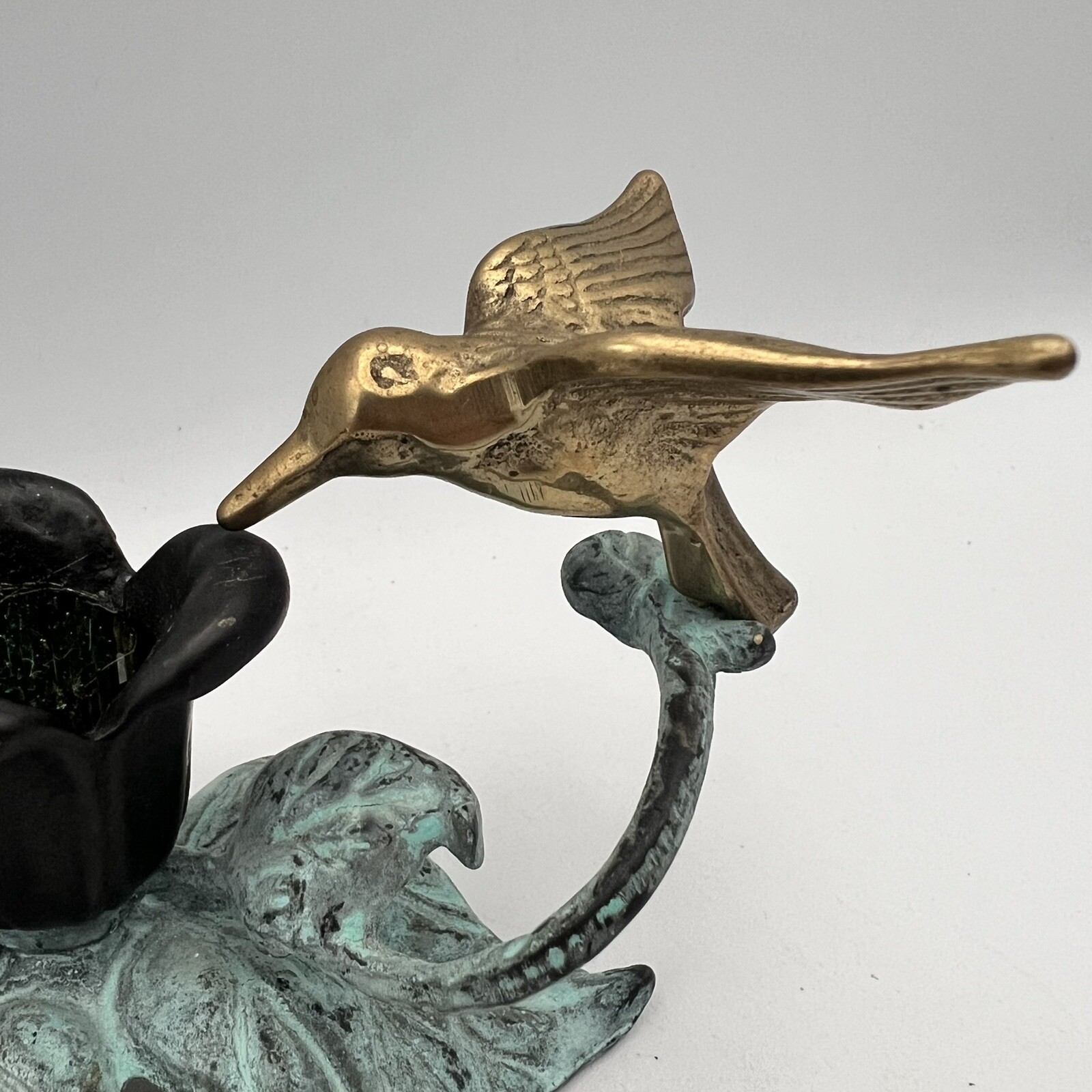 Vintage Andrea by Sadek Solid Brass Hummingbird Flower Frog | eBay