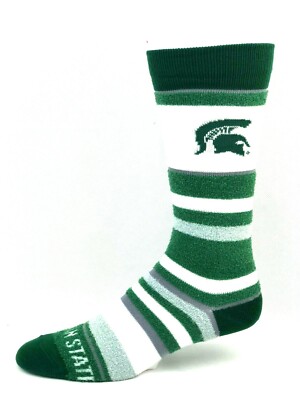 Michigan State Spartans Soft Stripe Crew-Length Socks | eBay