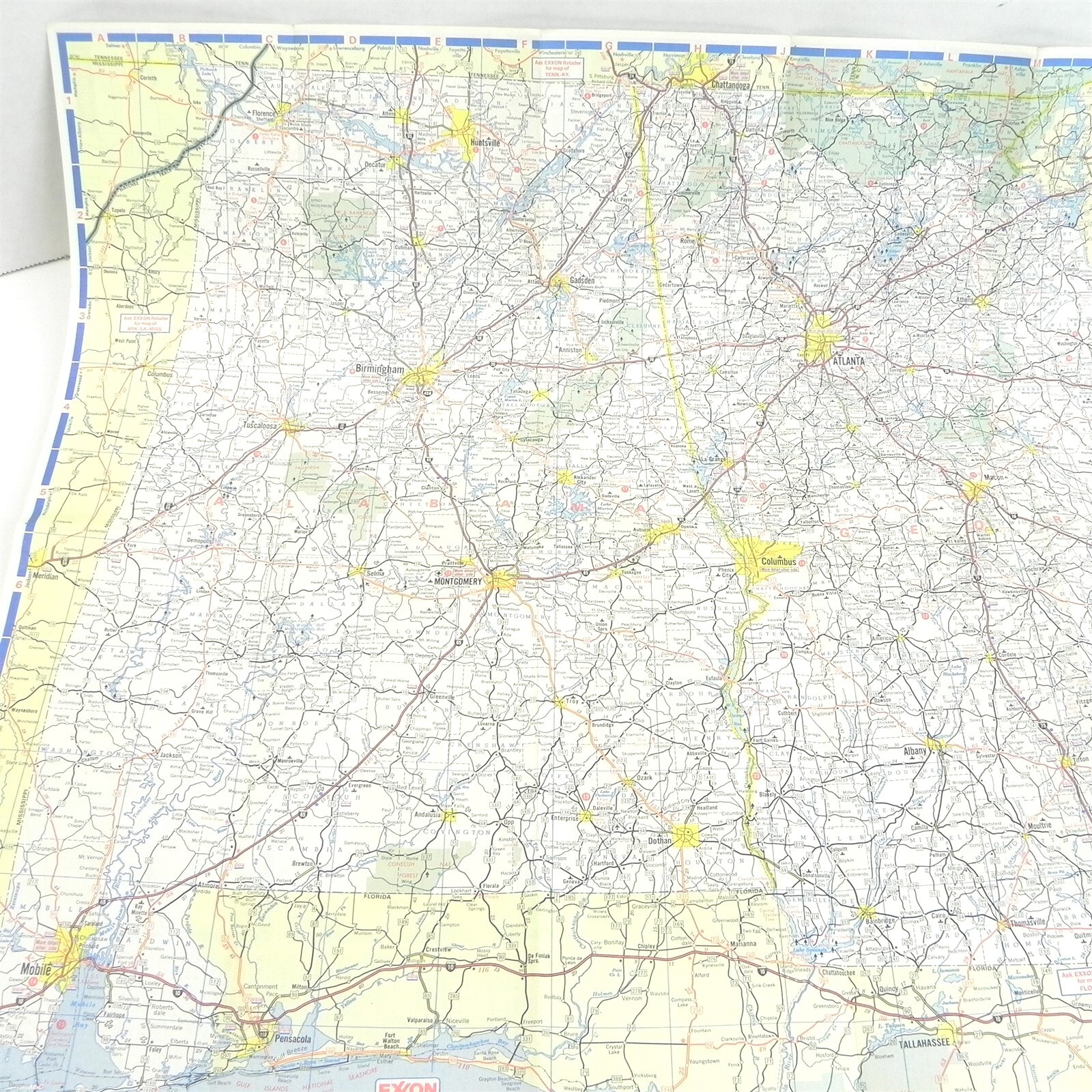 VINTAGE 1977 EXXON GAS OIL COMPANY TOURING ROAD MAP OF ALABAMA GEORGIA ...