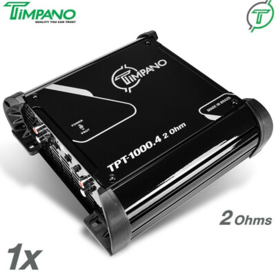 1x Timpano TPT-1000.4 2 Ohms Brazilian Amplifier 1000W Car Audio 4 ...