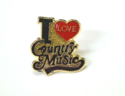 Vintage Love Country Music Pin Lapel Hat Bag Gear Gold Tone Enamel ...