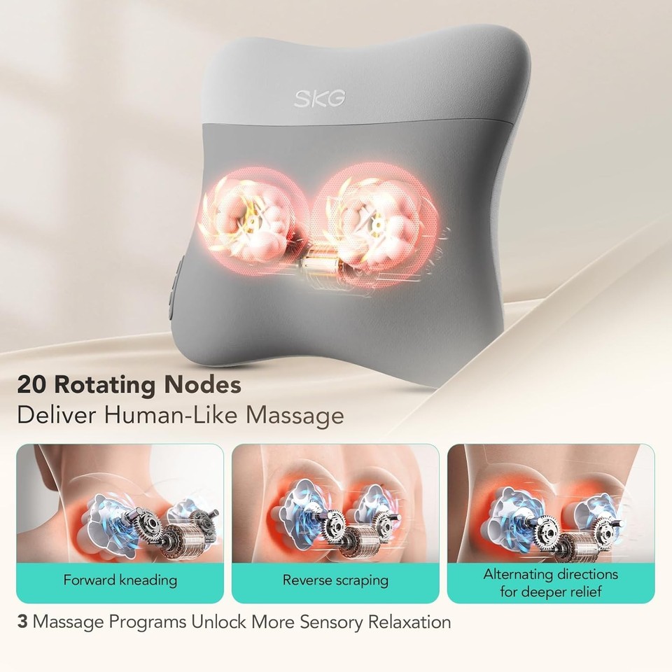SKG Back and Neck Massager Deep Tissue Cordless Dual Sided Heat VS500 ...