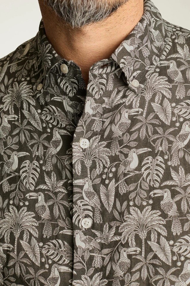 Bonobos Riviera Linen Short Sleeve Men's Shirt Print Slim Fit Short XL ...